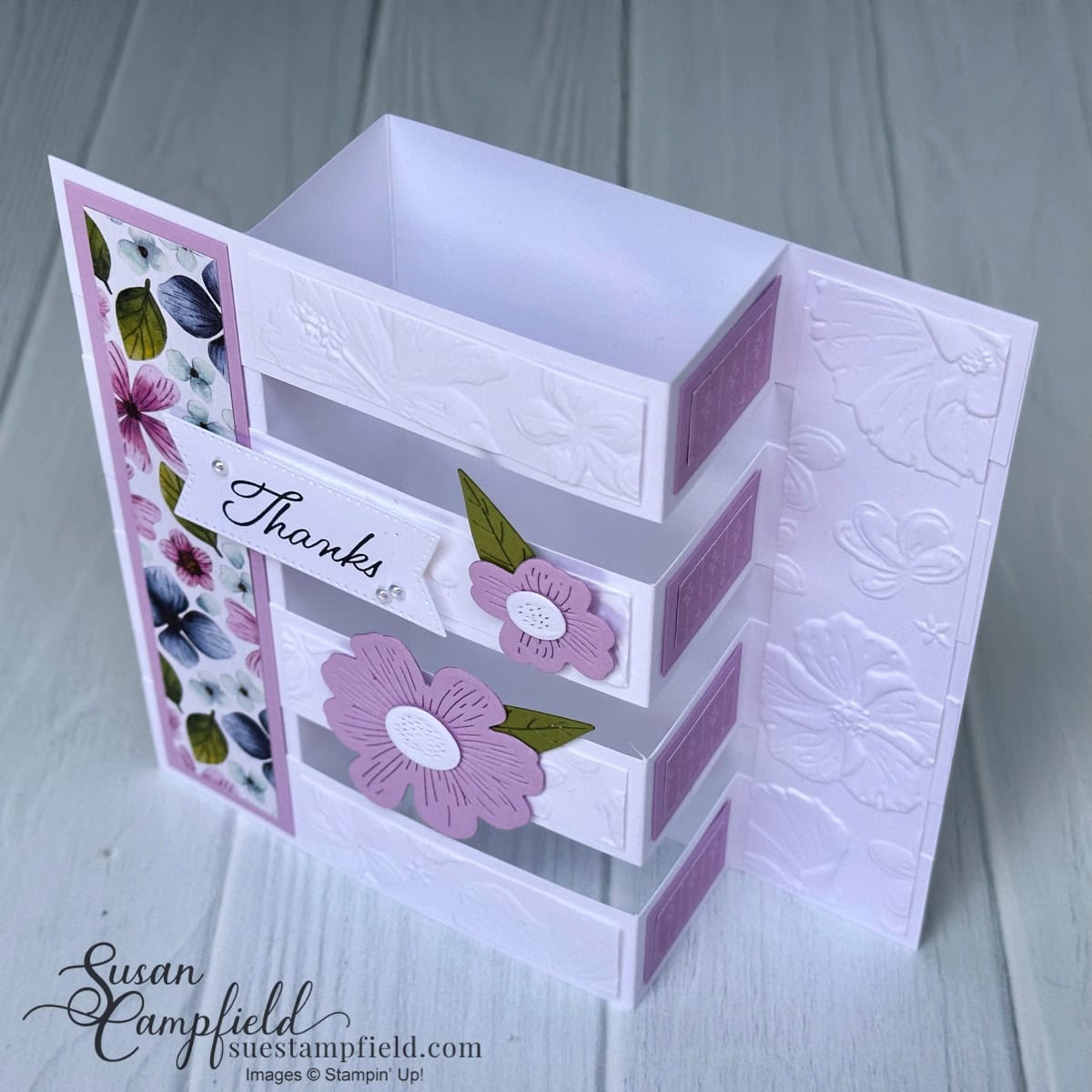 New Fun Fold! Quadruple Z Fold Cards Tutorial | June Crafternoon 2025! - Suestampfield