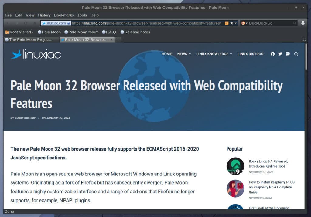 Pale Moon 32 Browser Released with Web Compatibility Features