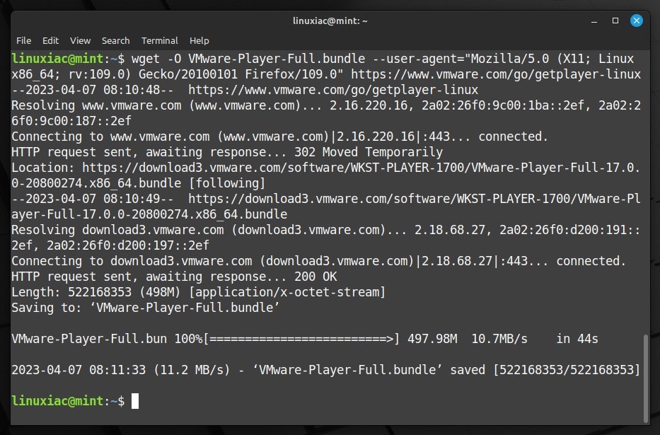 How to Install VMware Player on Linux Mint 21