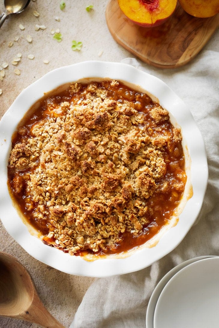 Old-Fashioned Peach Crisp with Oat Topping | Good Life Eats