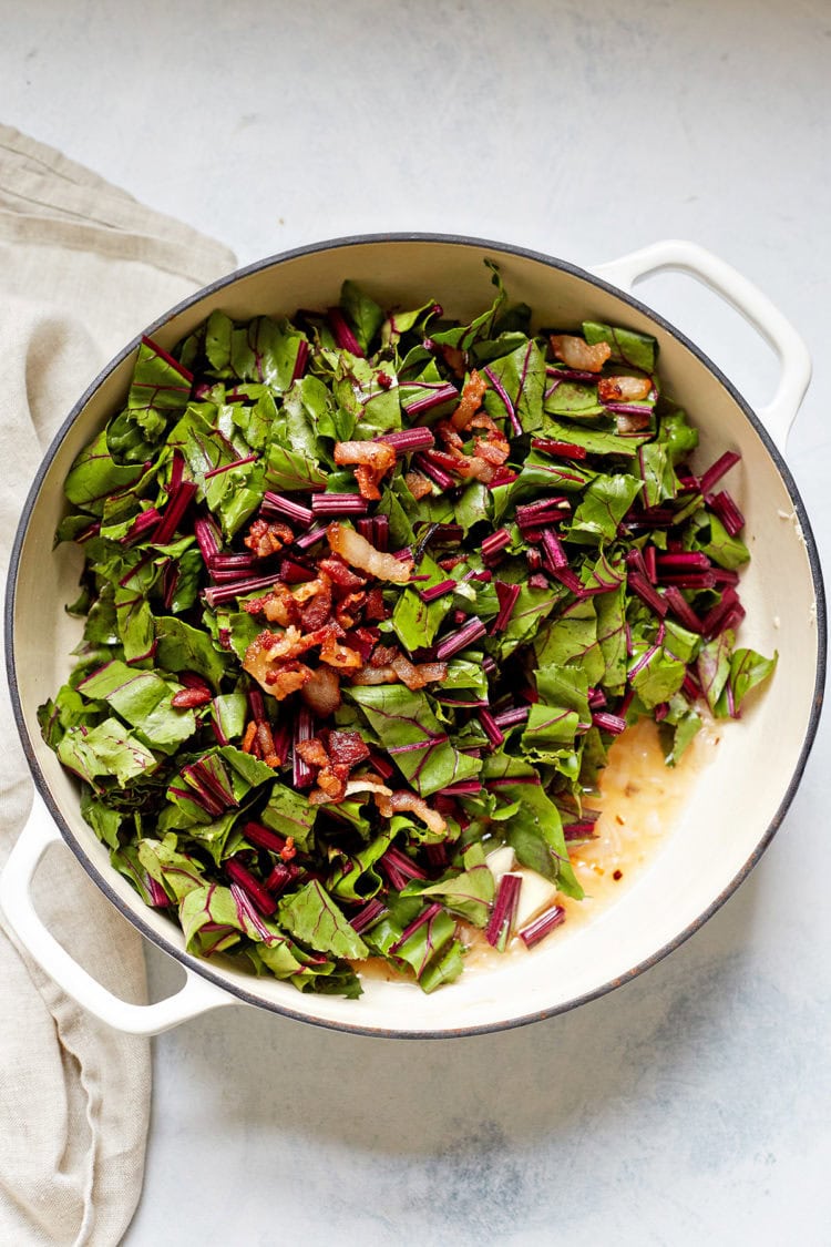 Bacon Balsamic Beet Greens | Good Life Eats
