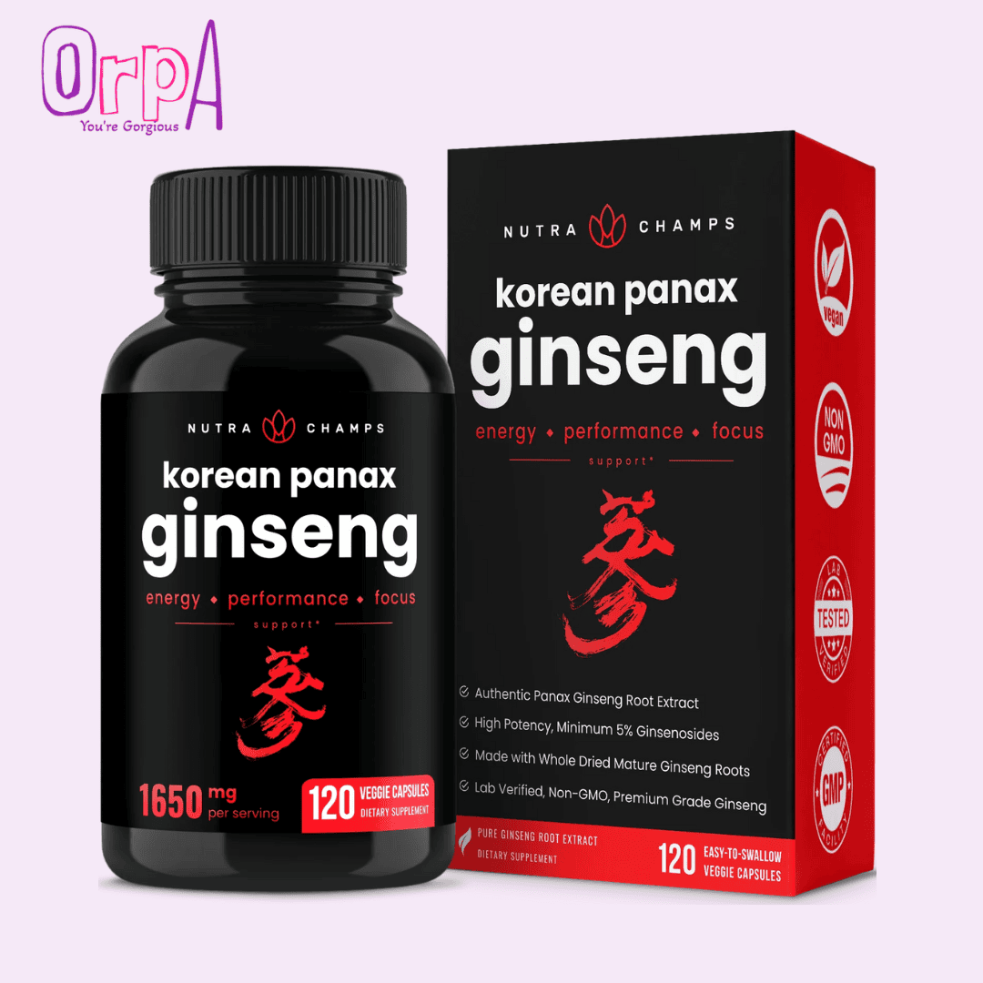 NutraChamps Korean Panax Ginseng 1650mg - 120 Capsules - Orpa