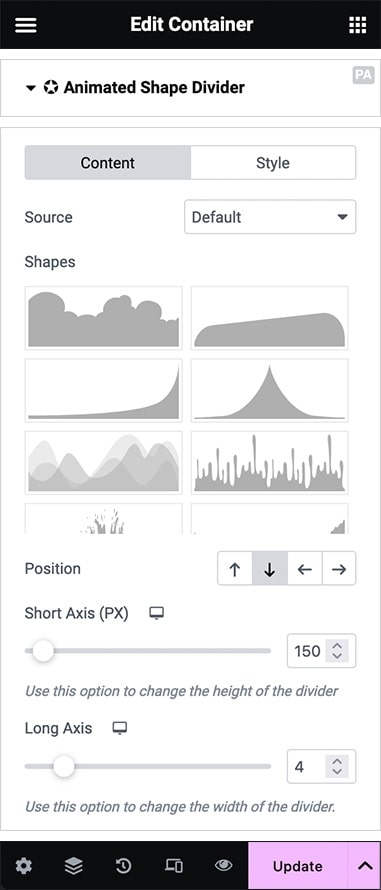 Elementor Animated Shape Divider Addon | Premium Addons