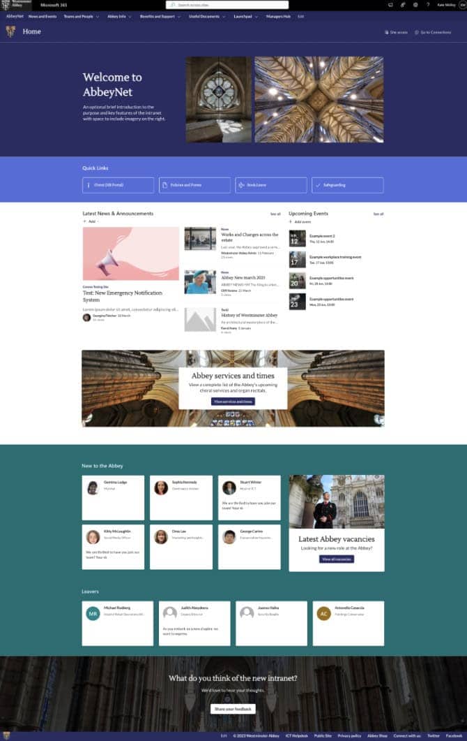 Westminster Abbey: A Modern SharePoint Intranet Case Study