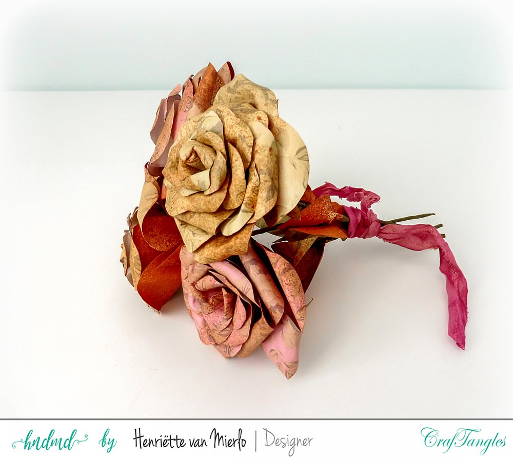 Vintage paper roses with Craftangles art sprays and patterned papers ...