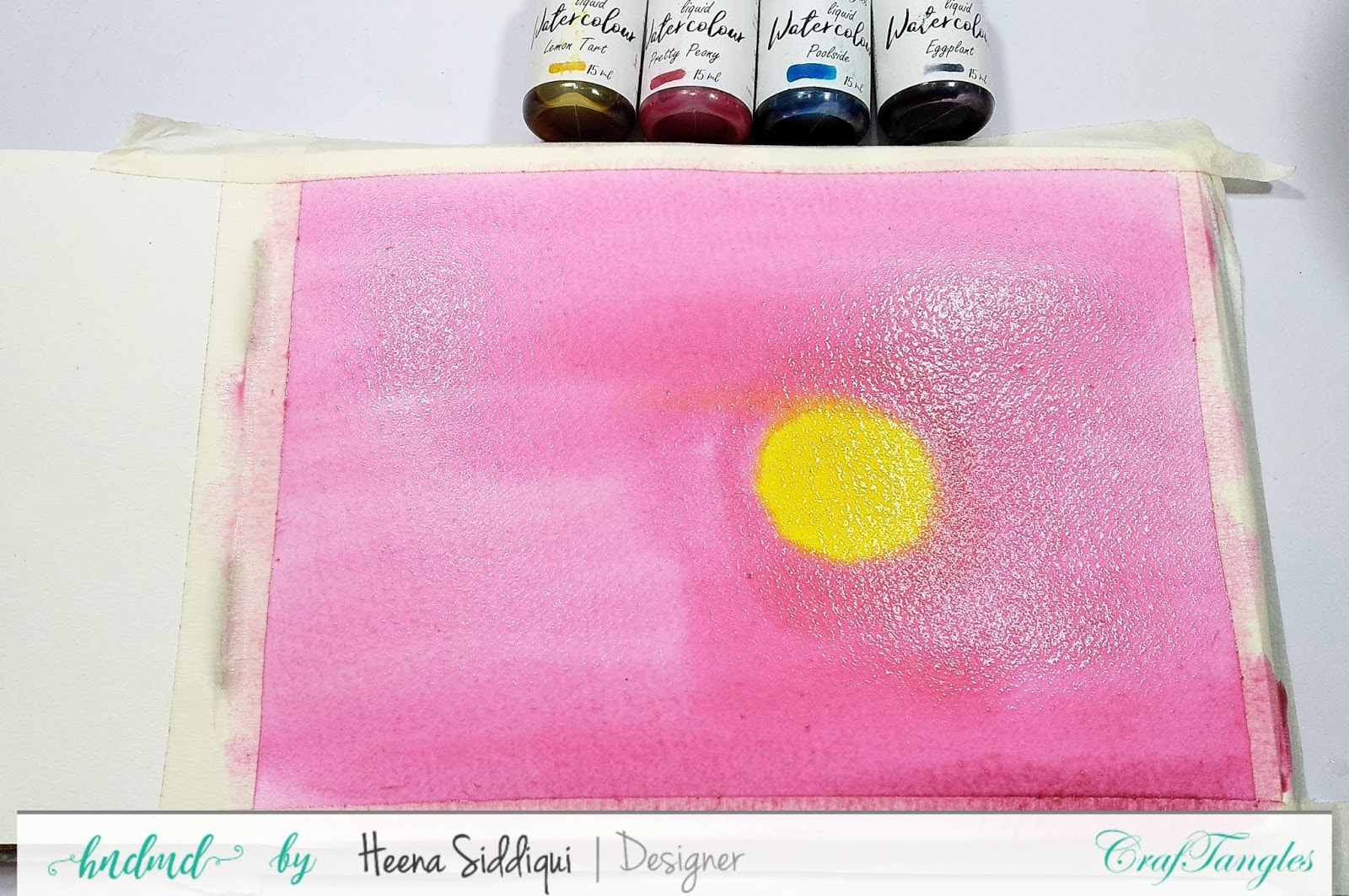 Easy Watercolor Pink Sunset using Craftangles Liquid Watercolor ...