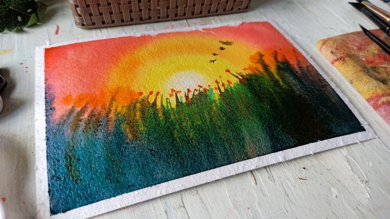 watercolour sunrise tutorial