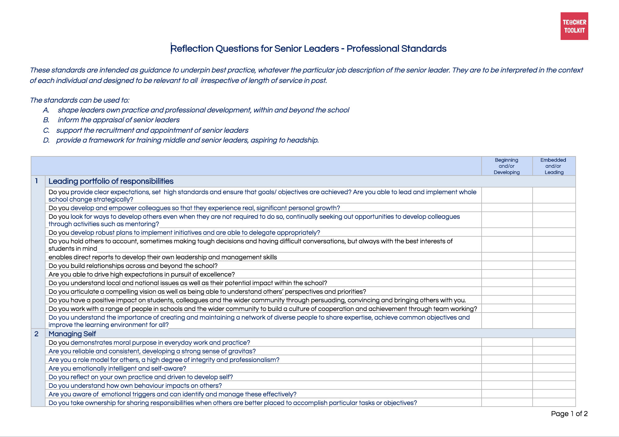 Senior Leader Standards TeacherToolkit senior-leader-standards-teachertoolkit