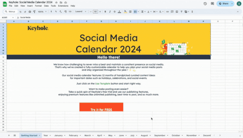 Social Media Calendar 2024 Template | Keyhole