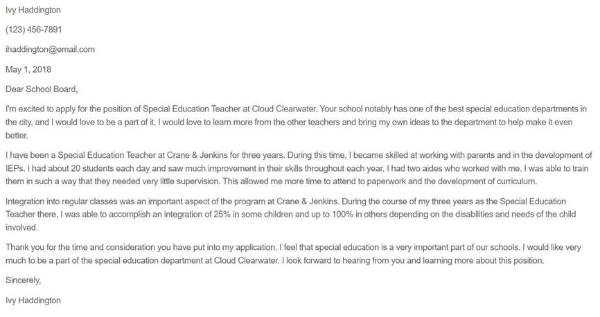 Special Ed Cover Letter Special Education Interview Questions To Land