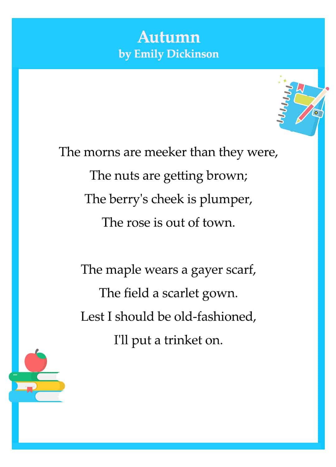 Famous English Poems For Recitation Compeion For Cl 5 In English ...