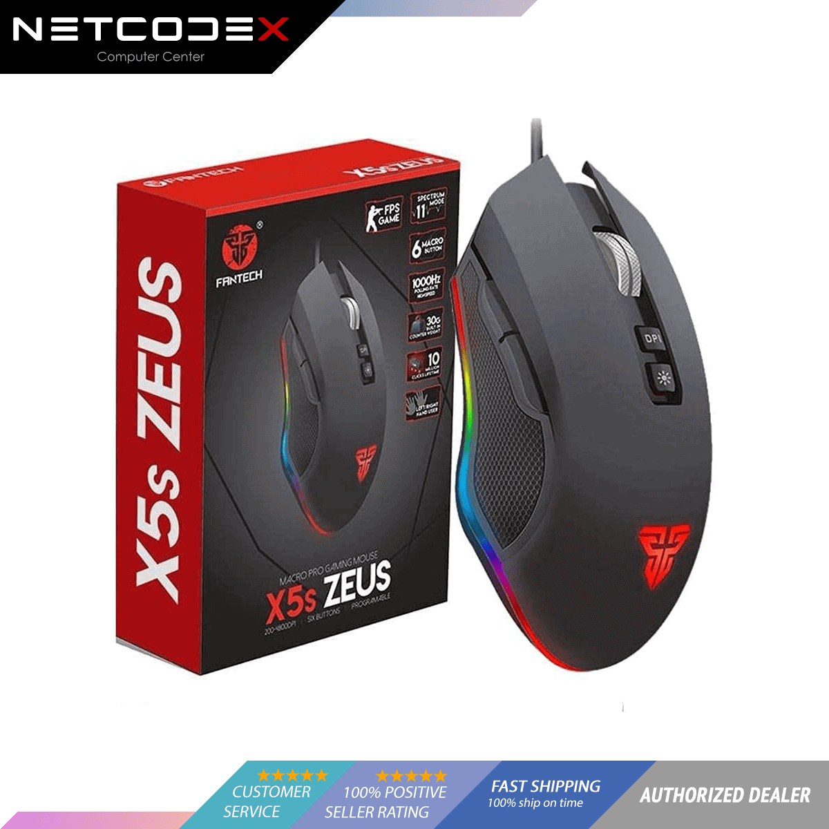 Buy FANTECH X17 BLAKE Macro Programmable RGB Gaming Mouse |Pixart 3325 ...