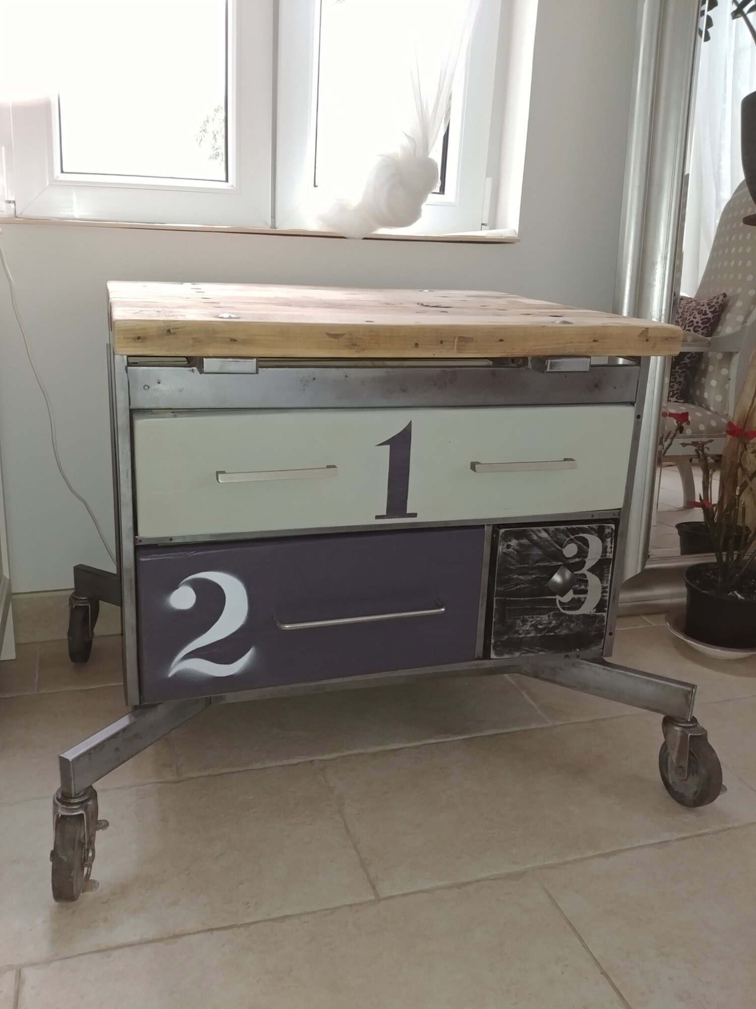 Old Metal Workbench Repurposed into an Industrial Style Console Table ...
