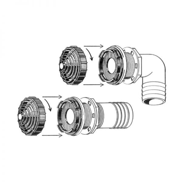 Overflow Fittings with Filters with Straight Outlet 38mm hose