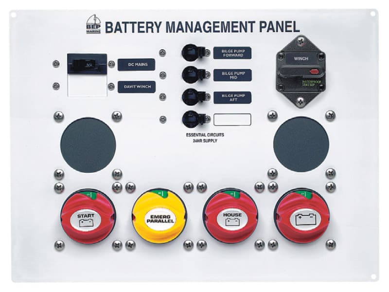 BEP Battery Management Panel - Type One Single Engine Two Battery Banks