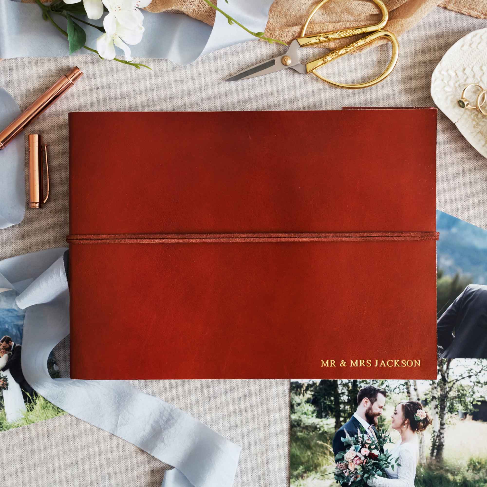 Personalised Wedding Distressed Leather Photo Album | Paper High