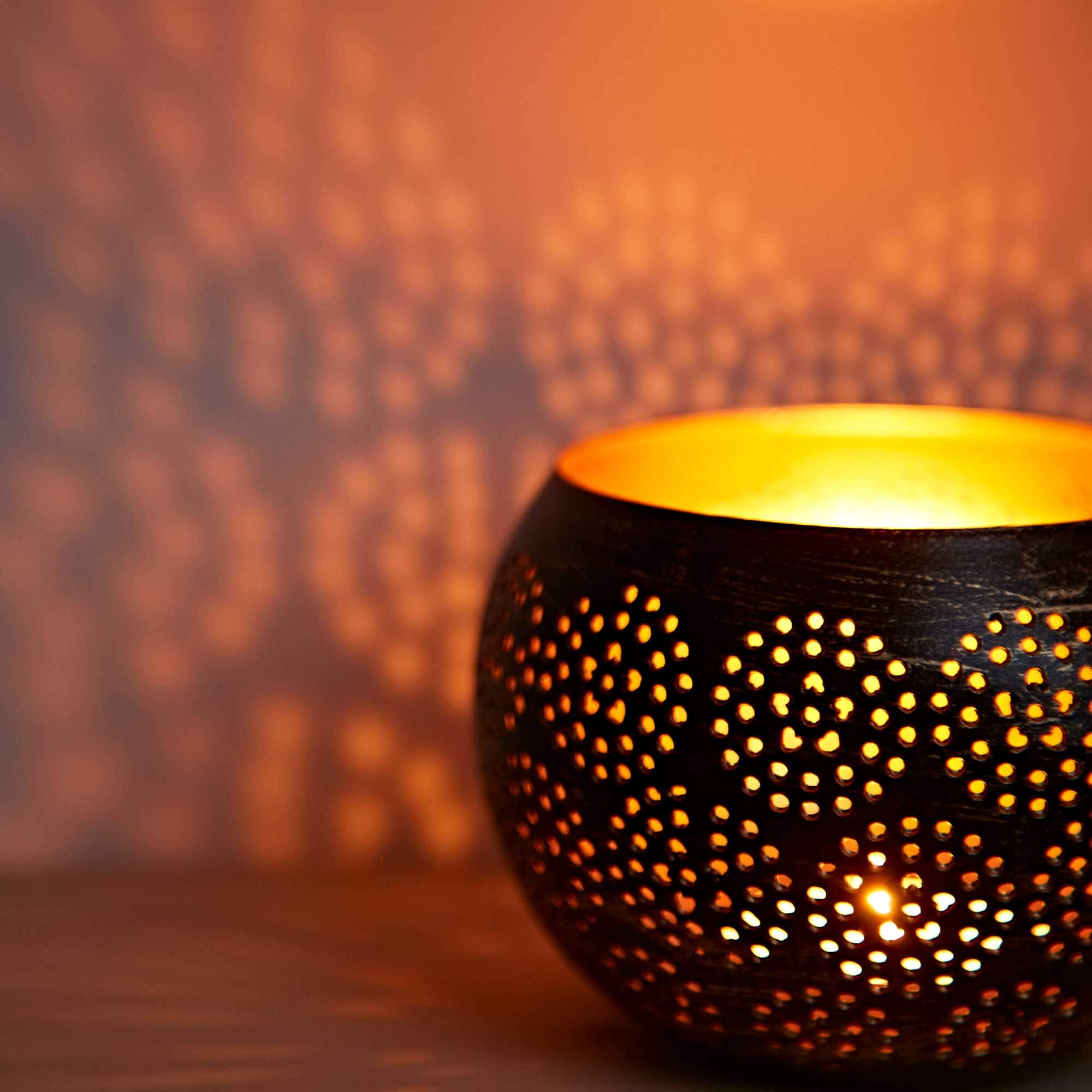 Black and Gold Metal Tea Light Holder | Paper High