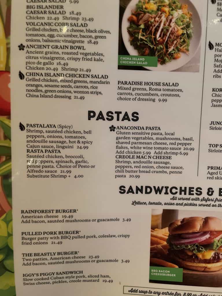 Rainforest Cafe Allergy Menu and Gluten Free options (Disney's Animal ...