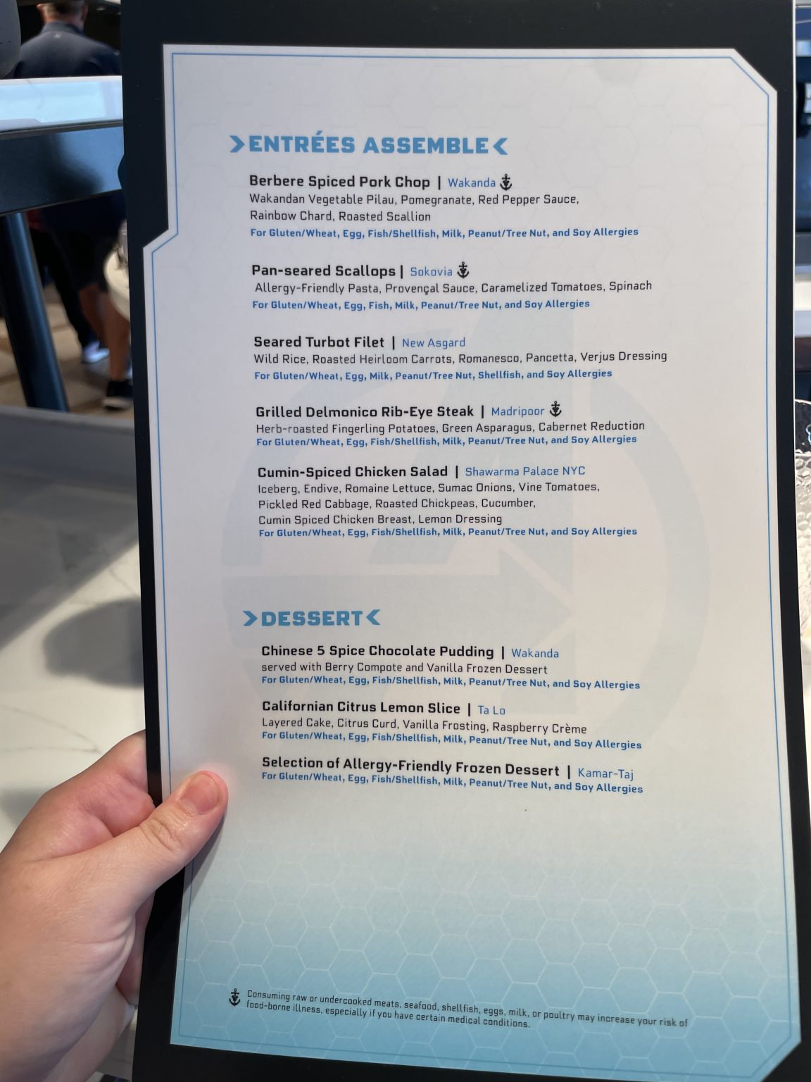 Allergy Menus for The Disney Wish - Mouse Ear Memories