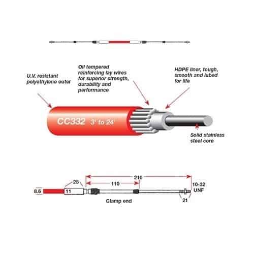Seastar Cable Control CC332 6Ft Red