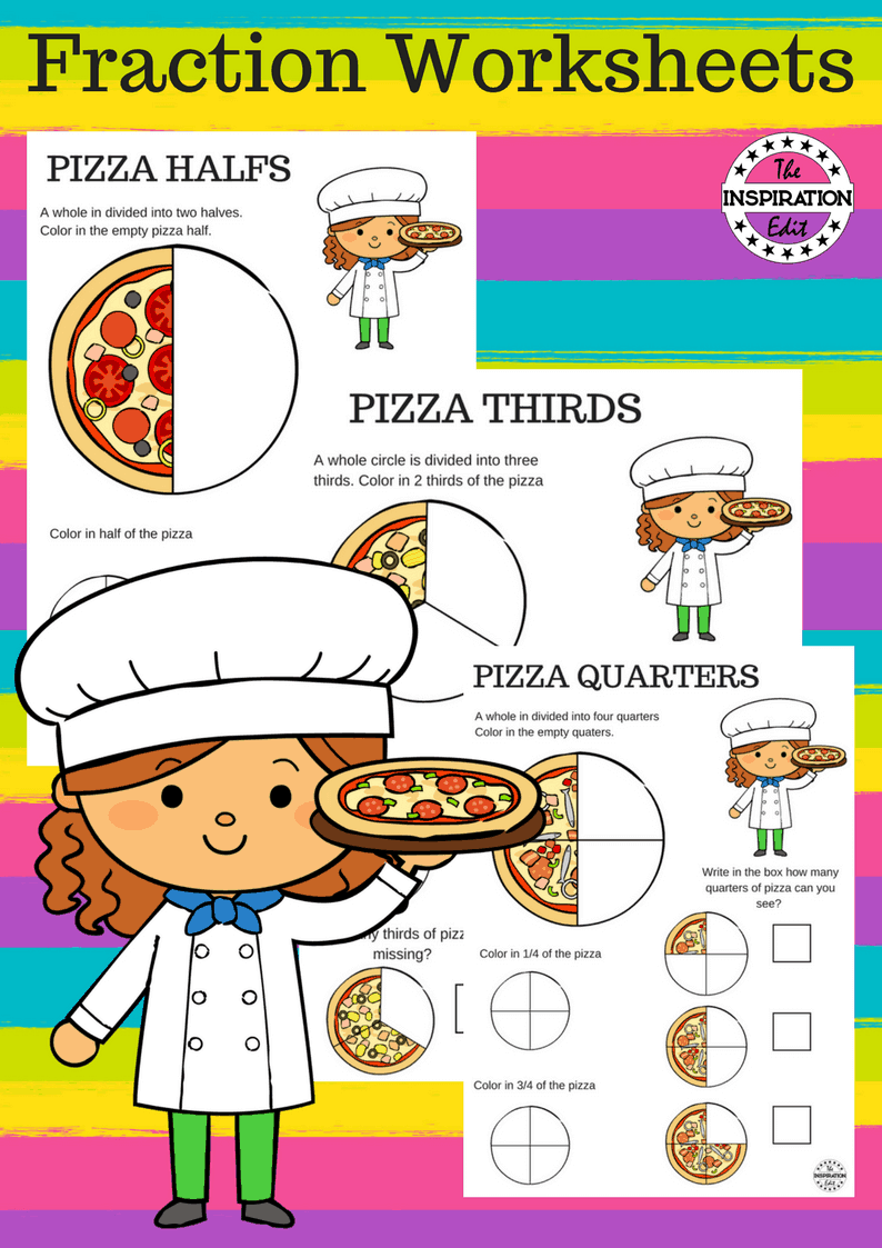 Pizza Fractions Worksheets For Kids · The Inspiration Edit