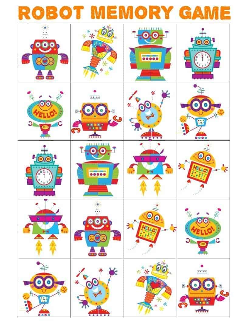 Free Robot Memory Game for Kids - The Inspiration Edit