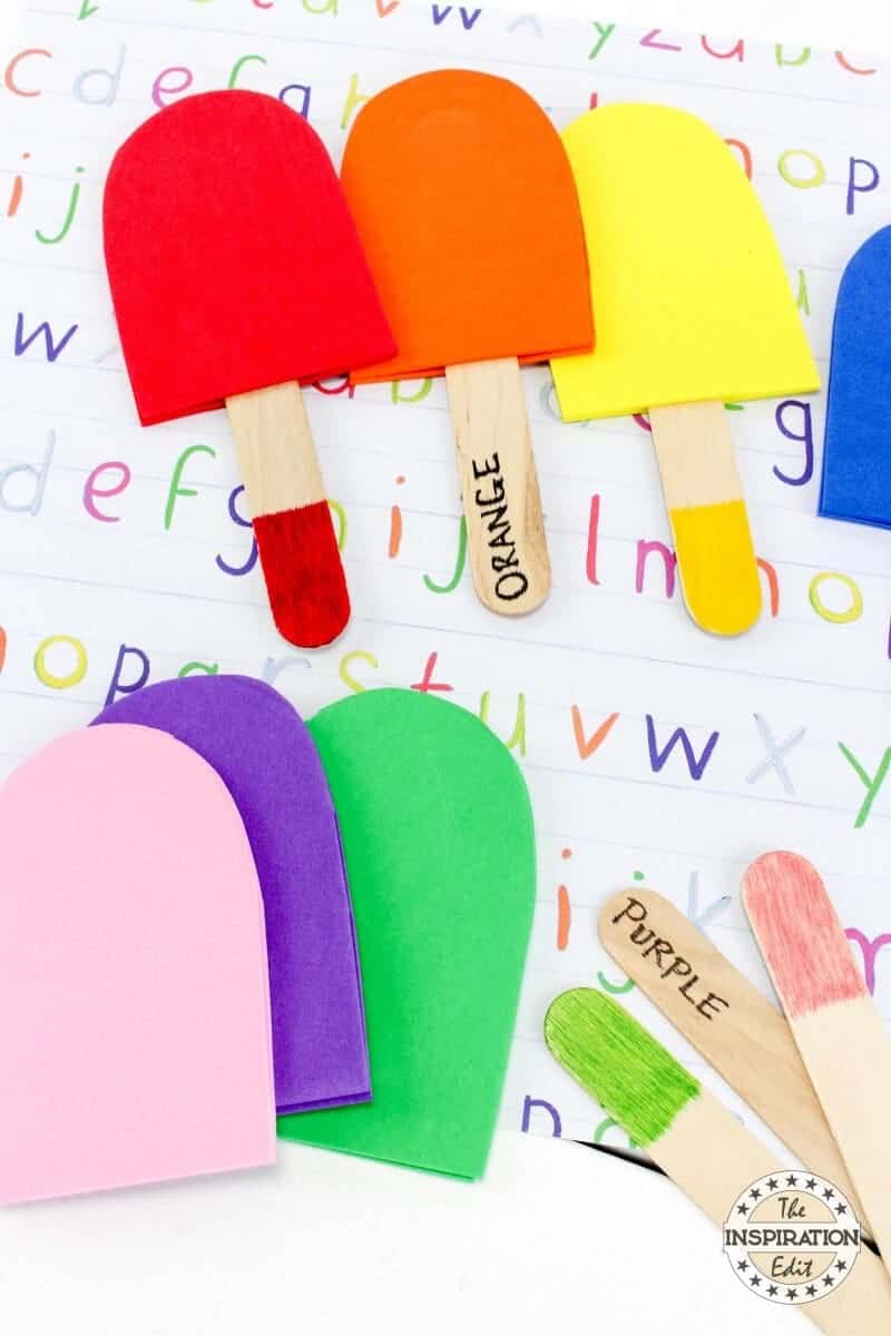 Color Matching Popsicle Stick Crafts for Kids - The Inspiration Edit