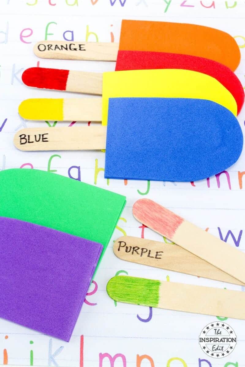 Color Matching Popsicle Stick Crafts for Kids · The Inspiration Edit