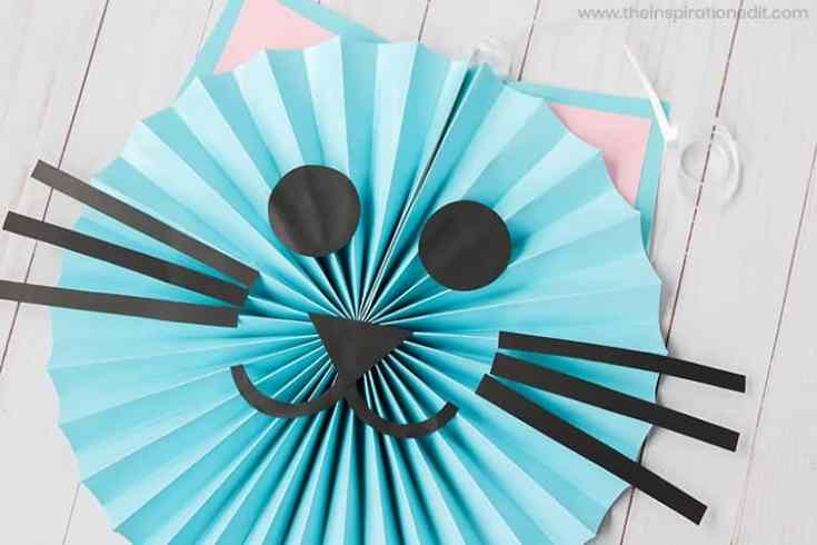 Cat Head Paper Fan Craft for Your Cat Party - The Inspiration Edit