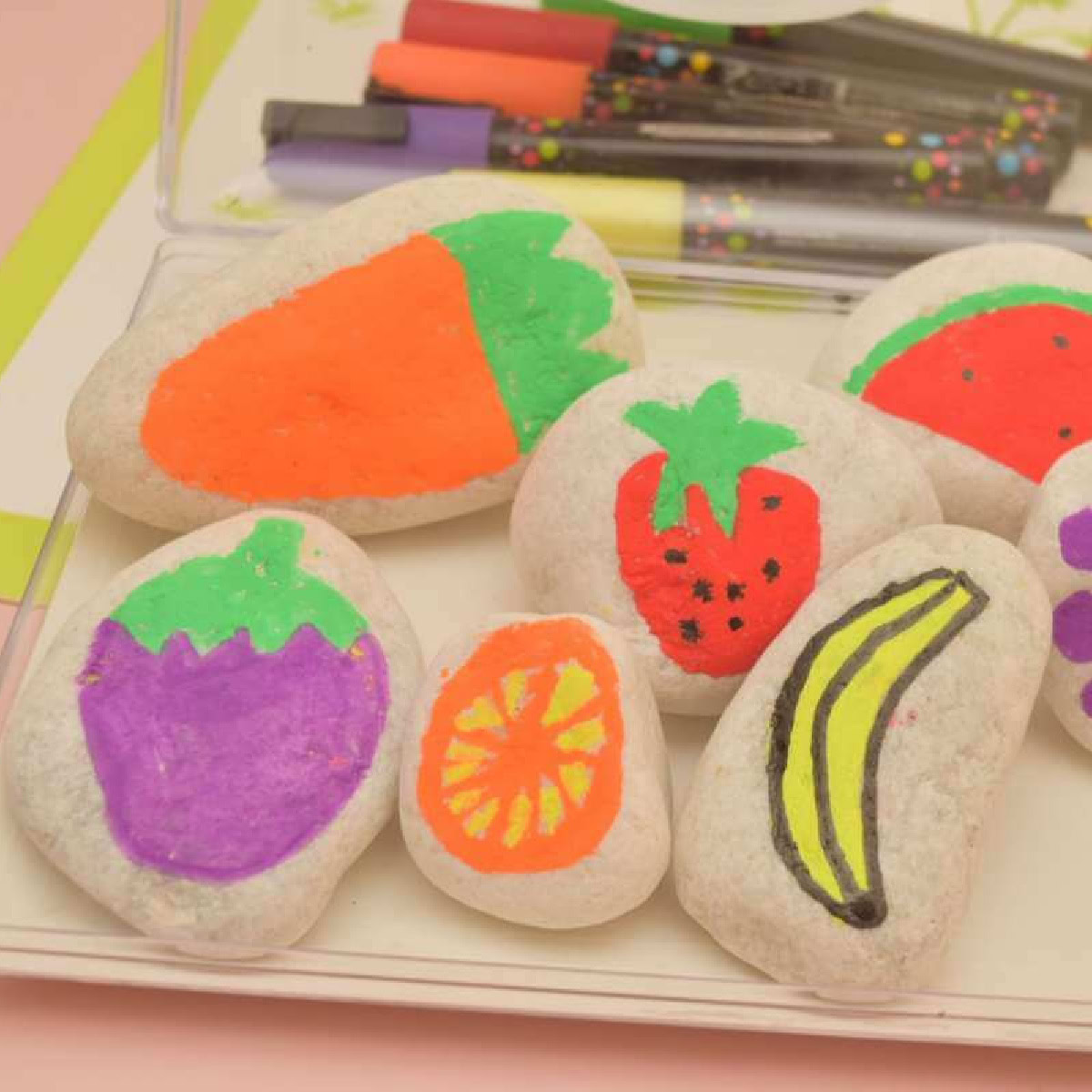 Kids Fruit Painted Rocks | The Inspiration Edit