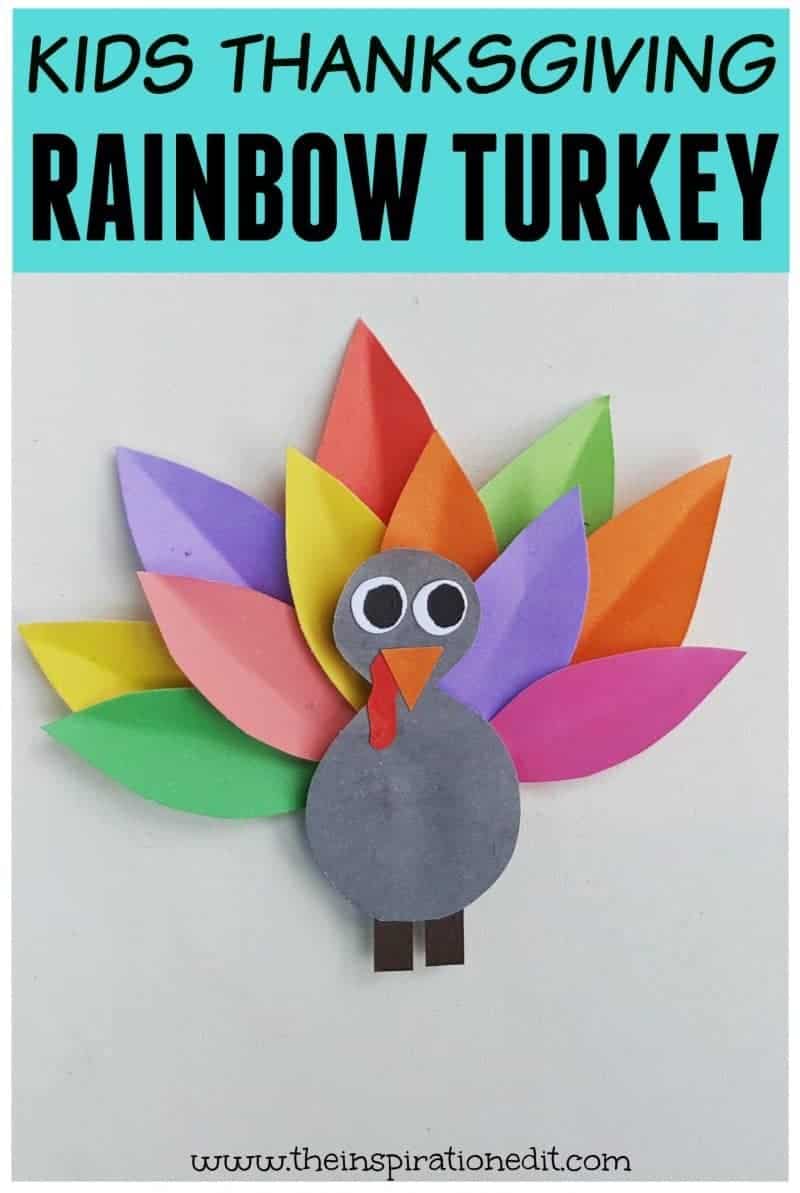 Rainbow Thanksgiving Turkey Craft for Kids | The Inspiration Edit