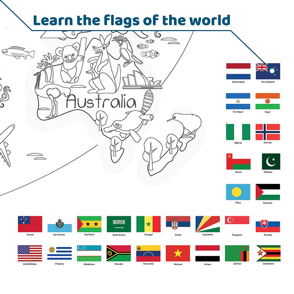 World Map For Kids To Color Premium Vector | Vector Map Of The World