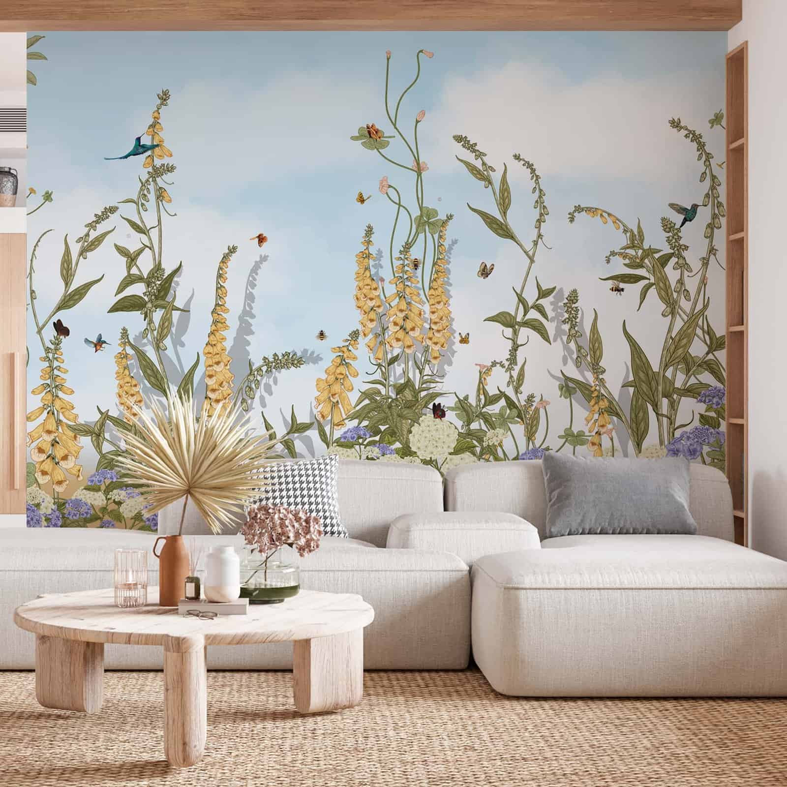 Papel Tapiz Amanecer Floral - Papeles de Colgadura Personalizados ...