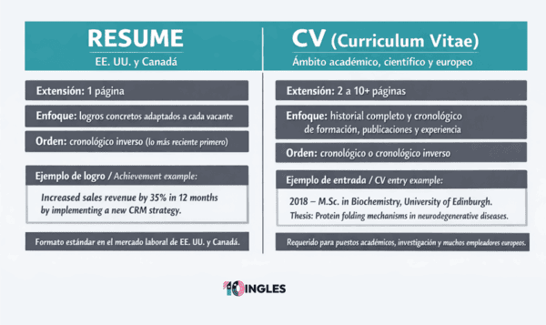 Curriculum Vitae en Inglés: Guía, +450 Ejemplos y Plantillas