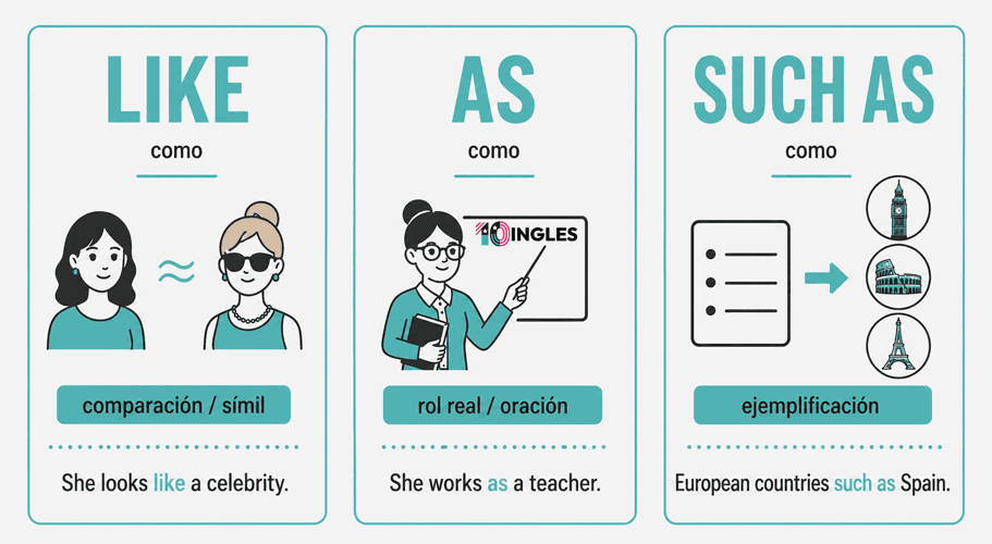 Diferencia entre like, as y such as Sin Equivocarte