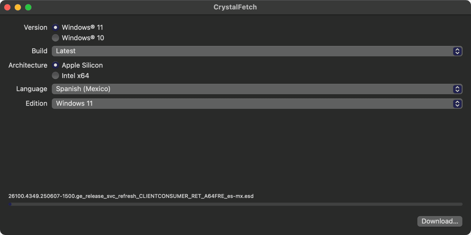 CrystalFetch ISO Downloader: Descargar Windows ISO Gratis