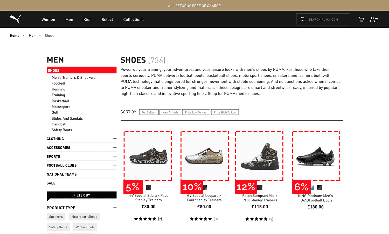 Comparison of Ecommerce Websites I Sports Brands - Attention Insight