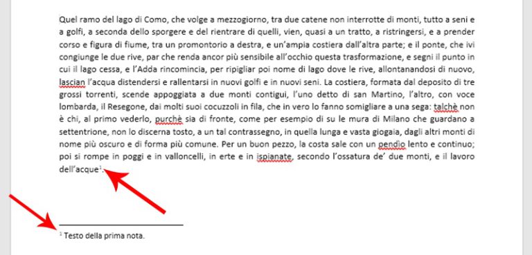 Come inserire le note a piè di pagina in un documento