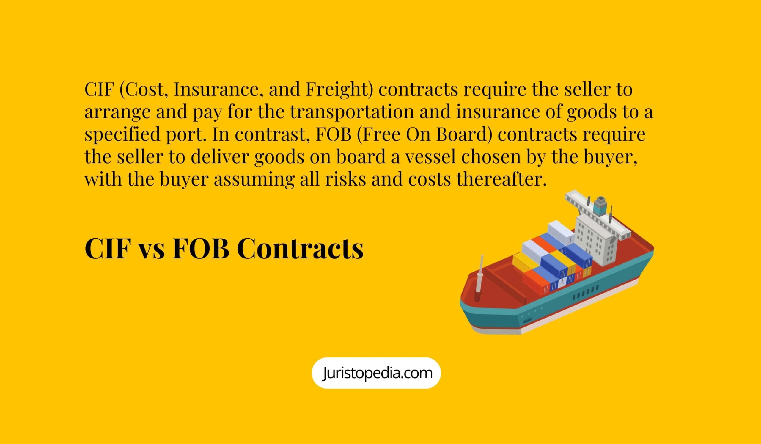 CIF vs FOB Contracts: Legal Definition, Transfer of Responsibility, Risks and Marine Insurance