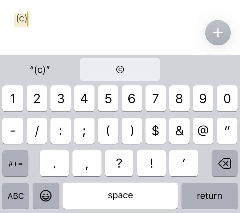 Enter the Copyright Symbol (©) on the iPhone Keyboard - La De Du