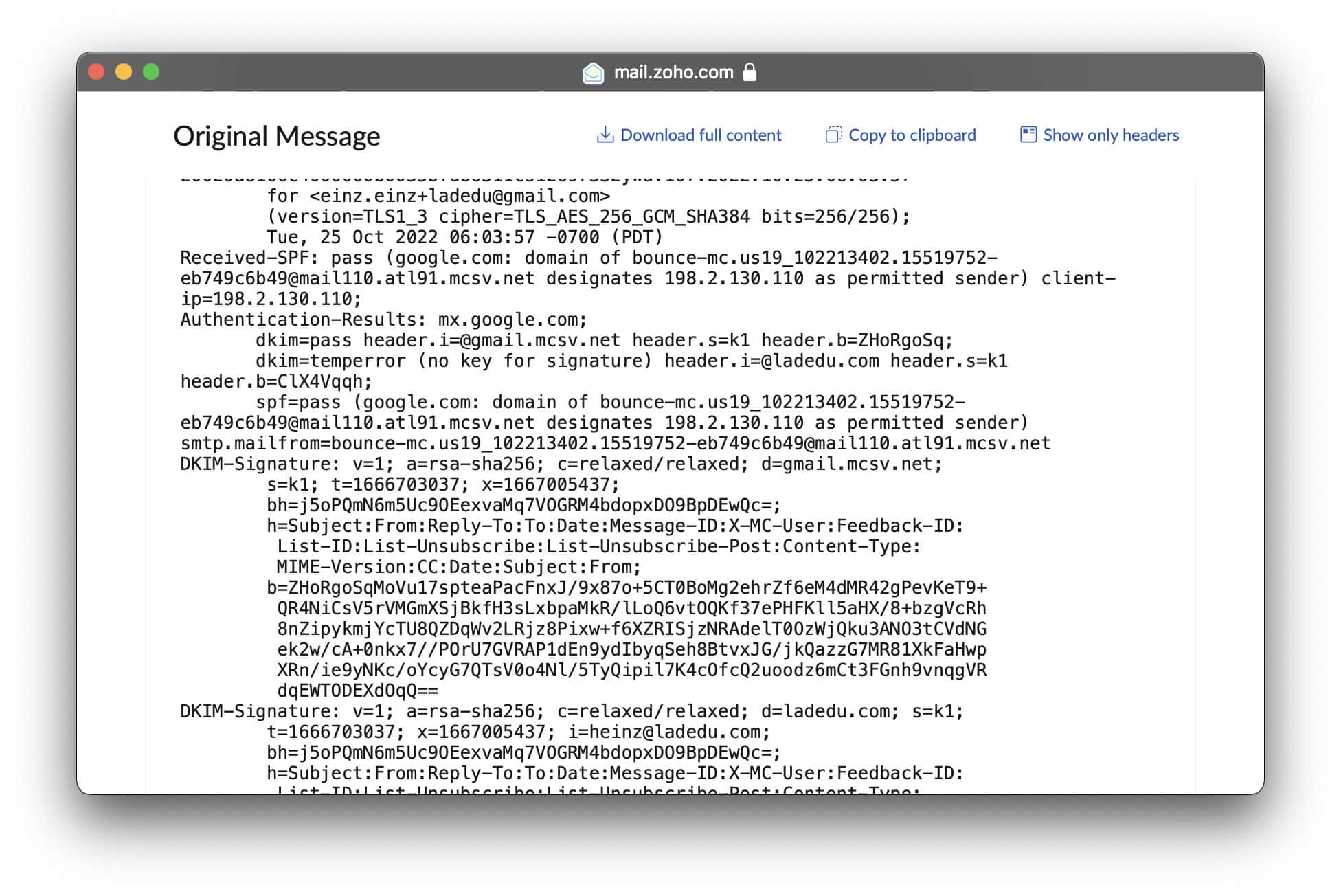 How to View the Full Email Header and Source in Zoho Mail - La De Du