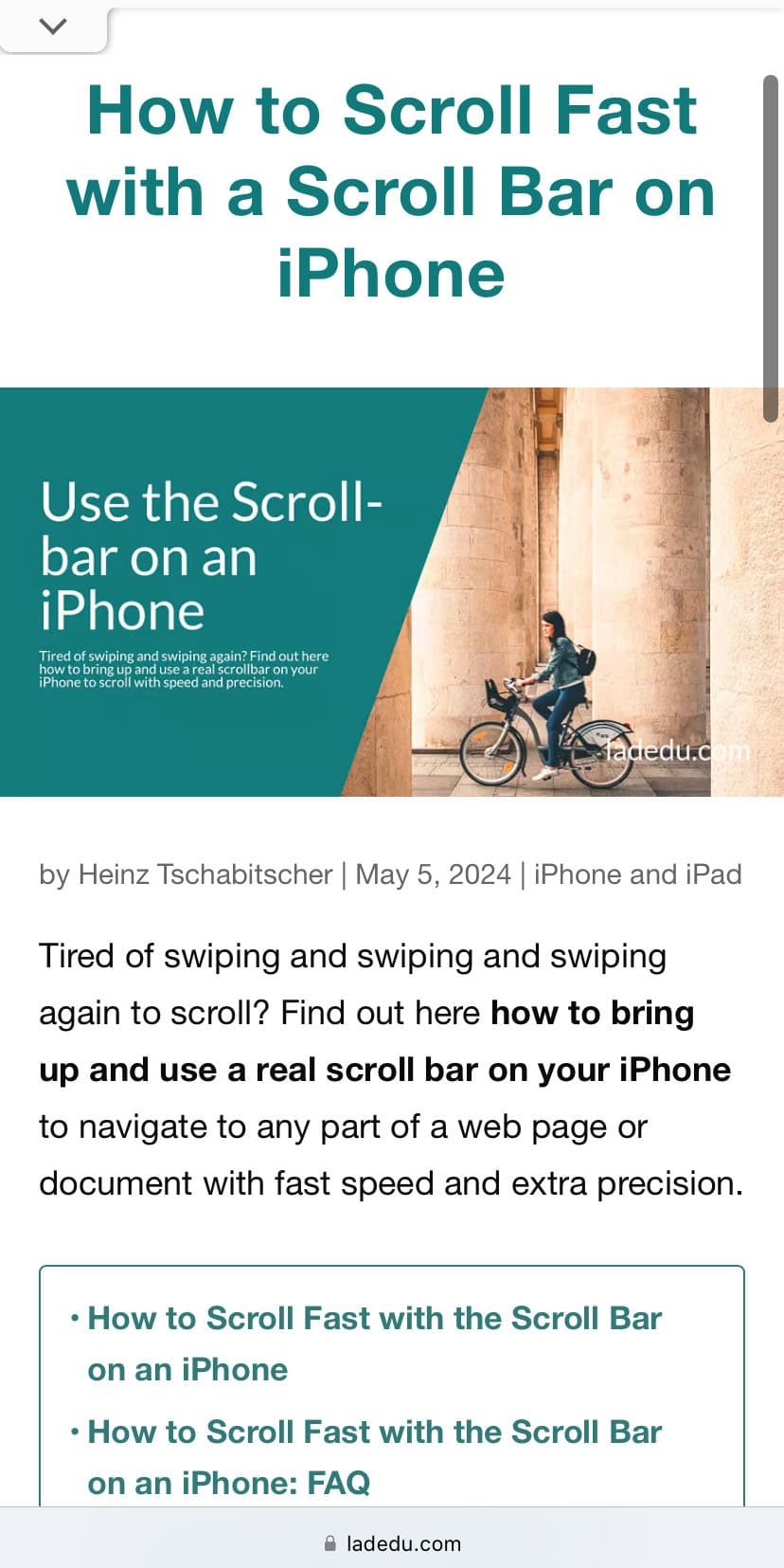 How to Use the iPhone Scroll Bar for Faster Scrolling - La De Du