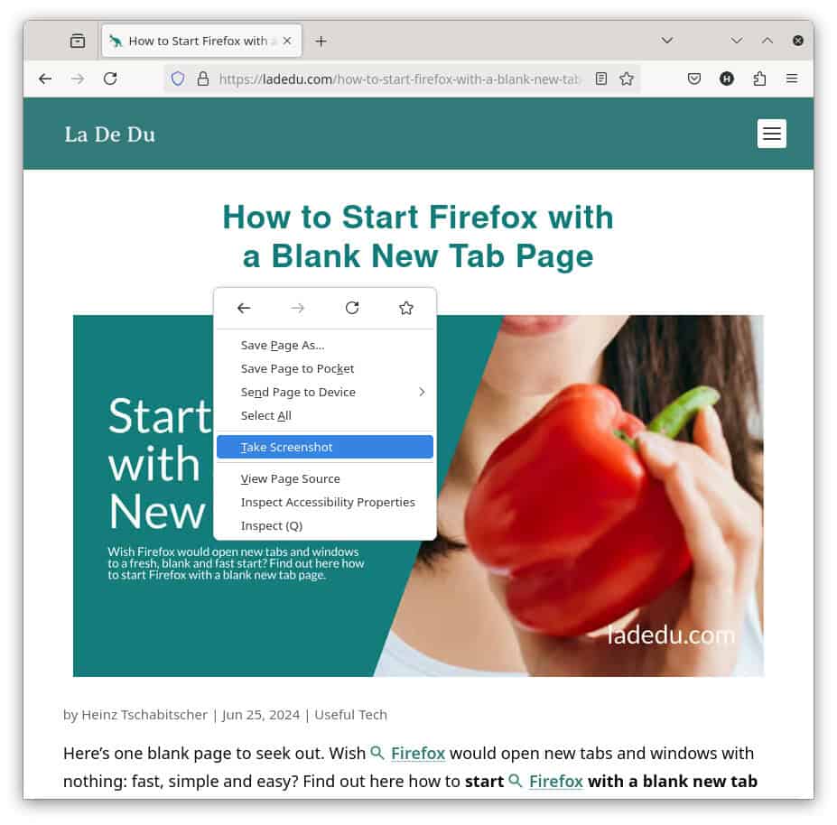 How to Make a Website Screenshot in Firefox - La De Du