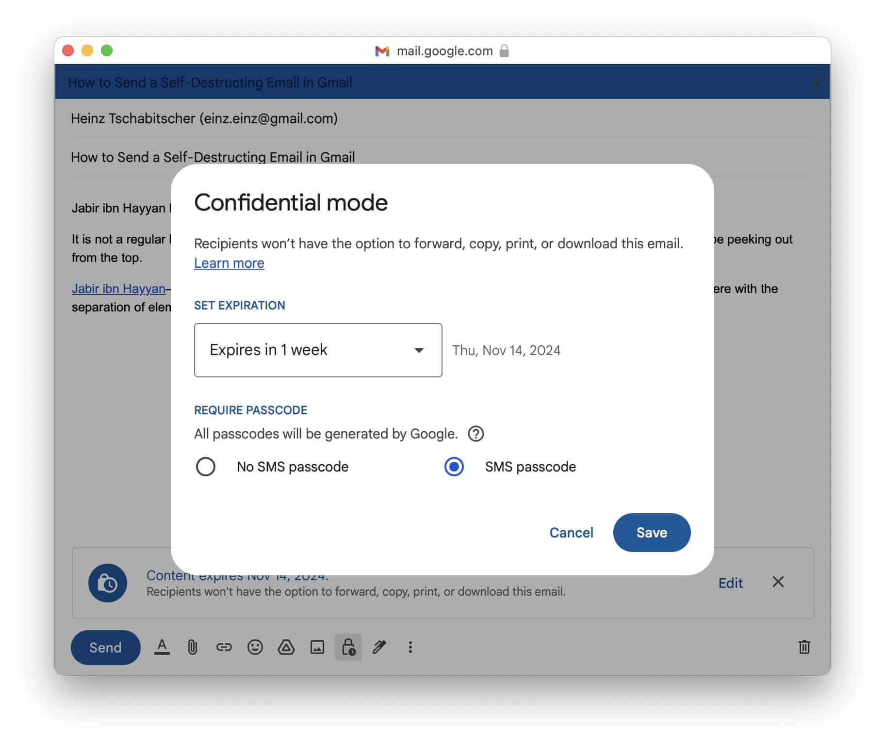 How to Send a Self-Destructing Email in Gmail - La De Du