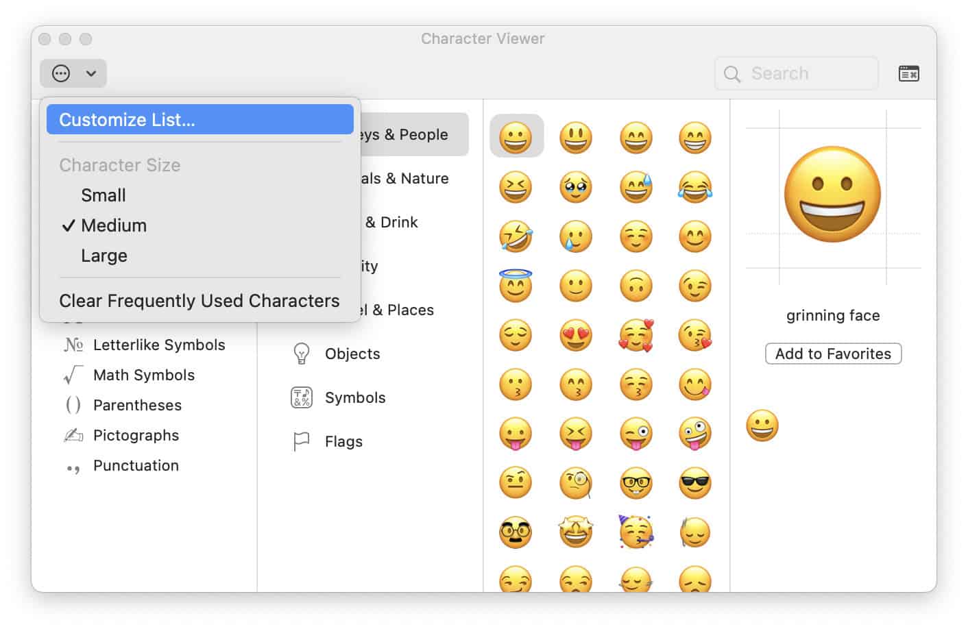 How to Change Categories in macOS Character Viewer - La De Du