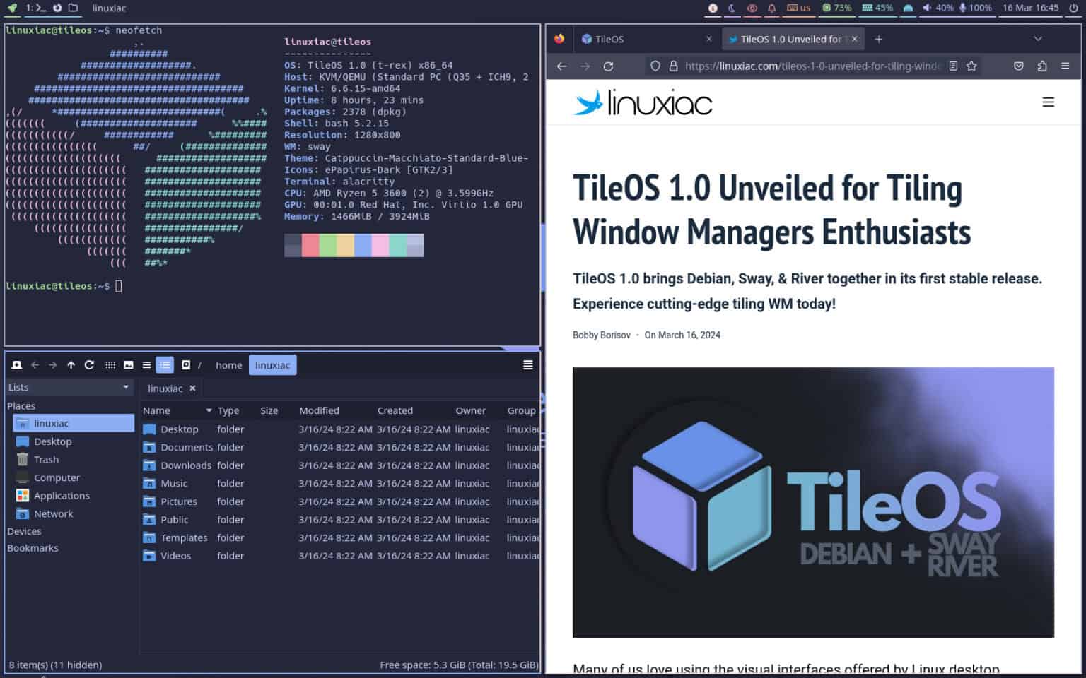 TileOS 1.0 Unveiled for Tiling Window Managers Enthusiasts