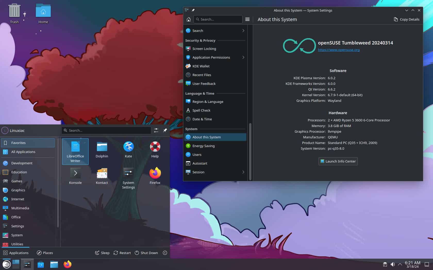 Plasma 6 Landed in openSUSE Tumbleweed