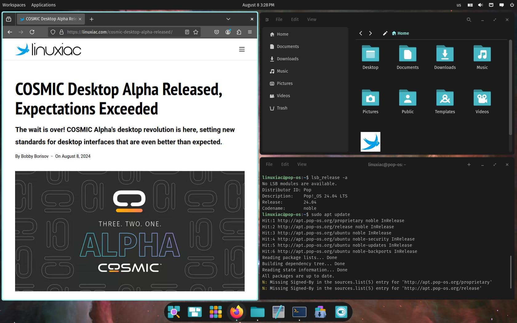 COSMIC Desktop Alpha Released, Expectations Exceeded
