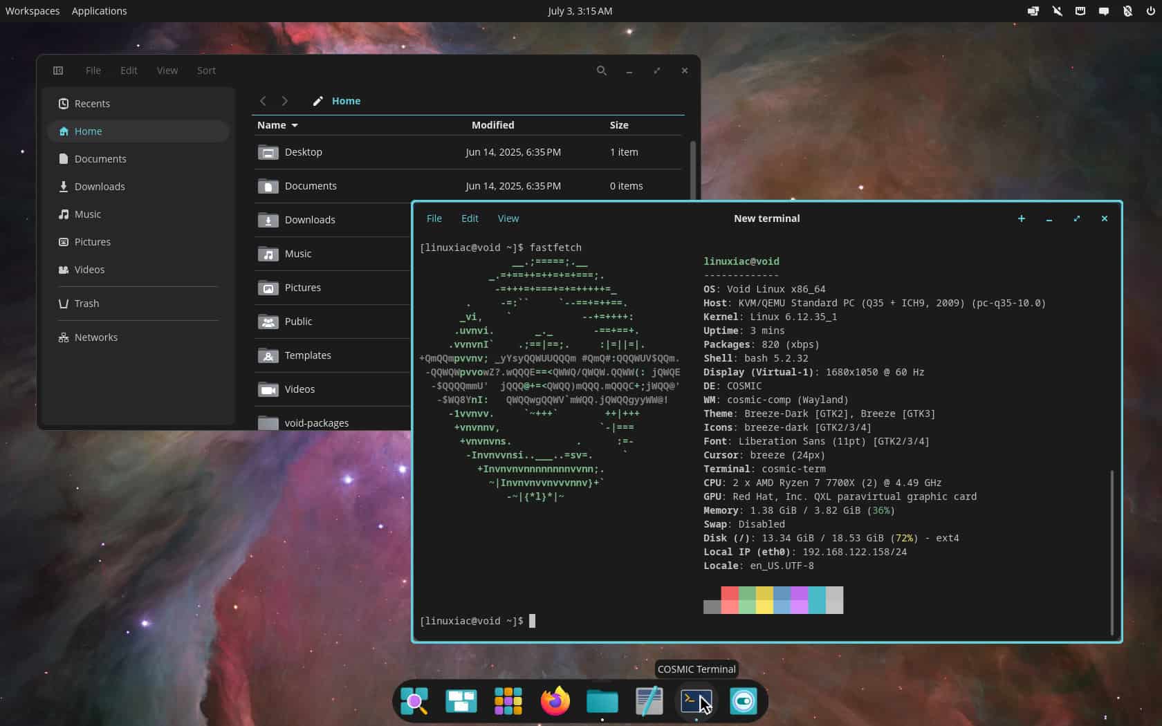 COSMIC Desktop Lands in Void Linux